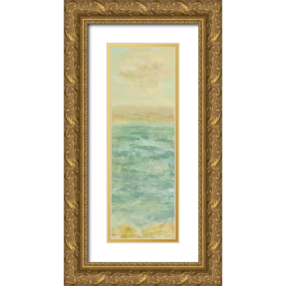 Shanti, Shima 7x14 Gold Ornate Wood Framed with Double Matting Museum ...