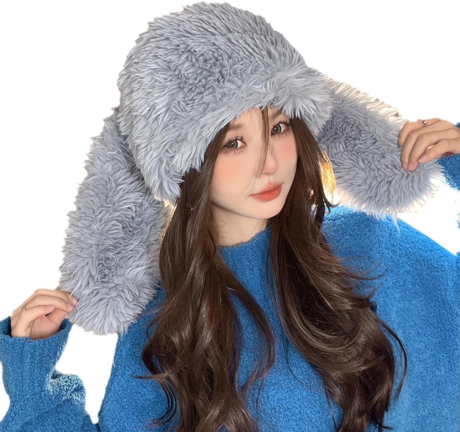ShaoQing Cute Bunny Ear Hat Rabbit Ears Cap Y2k Plush Fun Costume Hats ...