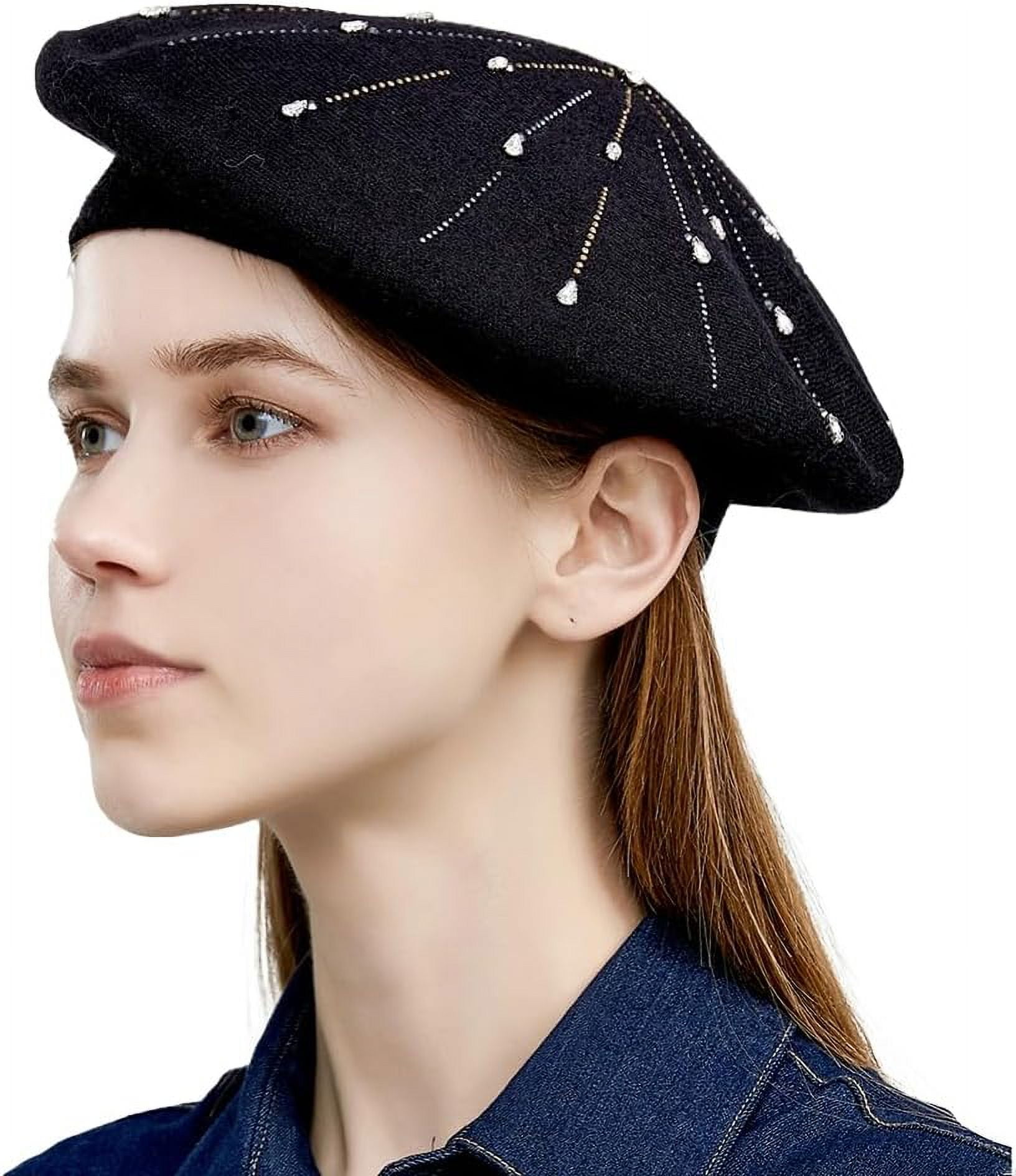 ShaoQing Women Shiny Newsboy Hats Y2k Wool Warm Visor Artist Hat Beret ...