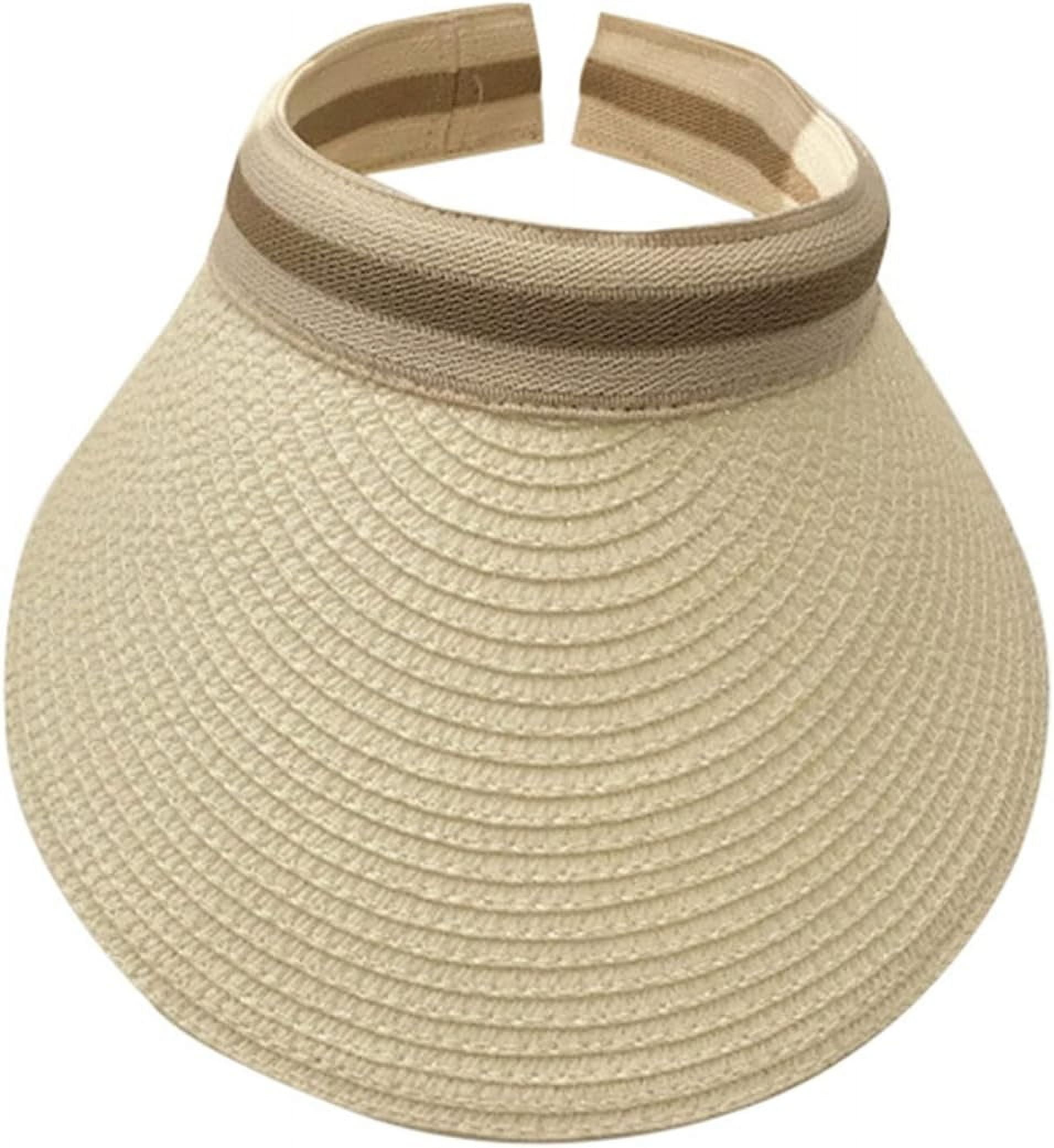 ShaoQing Women's Summer Straw Visors Wide Brim Roll-up Straw Sun Hat ...