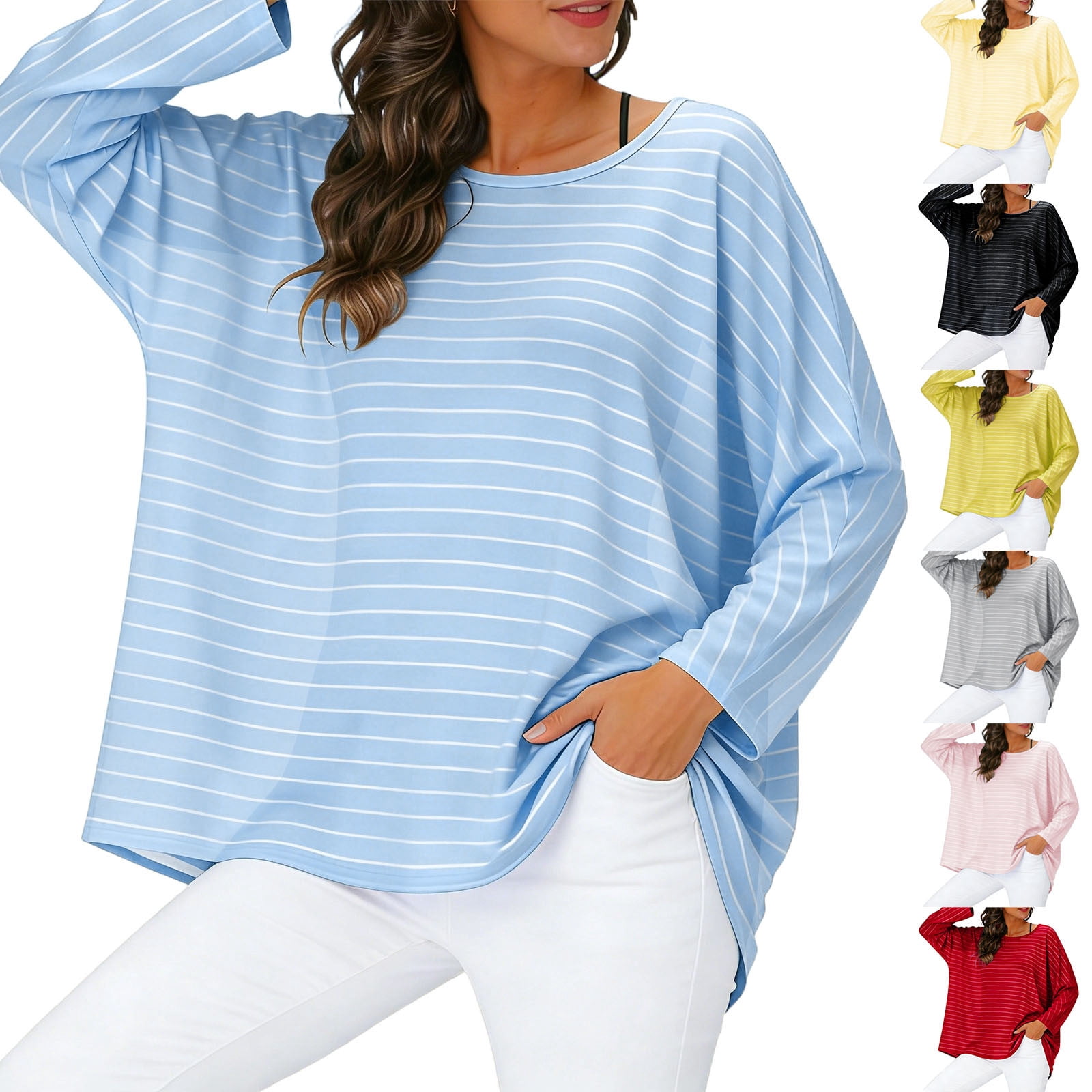 ShaoRunShi Womens Long Sleeve Loose Fit Beach Cover Ups Striped See ...
