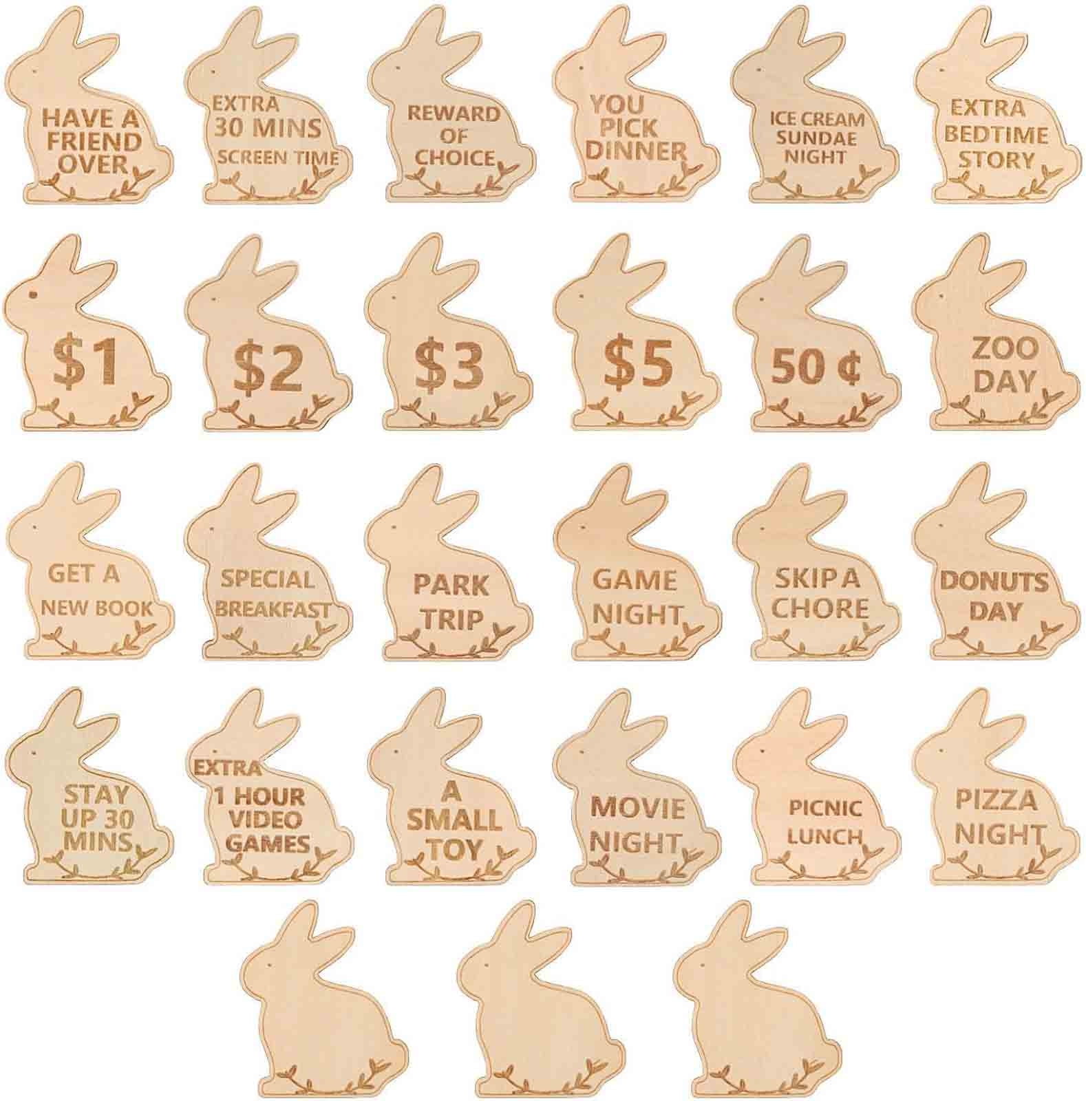 ShaoXinWan Kids Easter Eggs Fillers - Wooden Easter Award Tokens ...