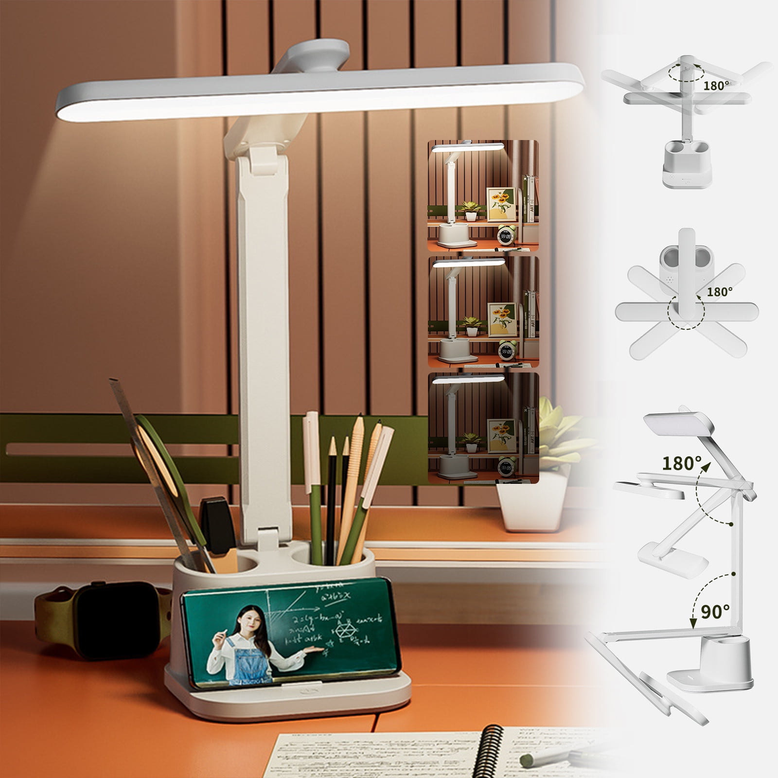 ShaoXinWan LED Reading Lamp Student Study Desk Lamp - Rechargeable ...