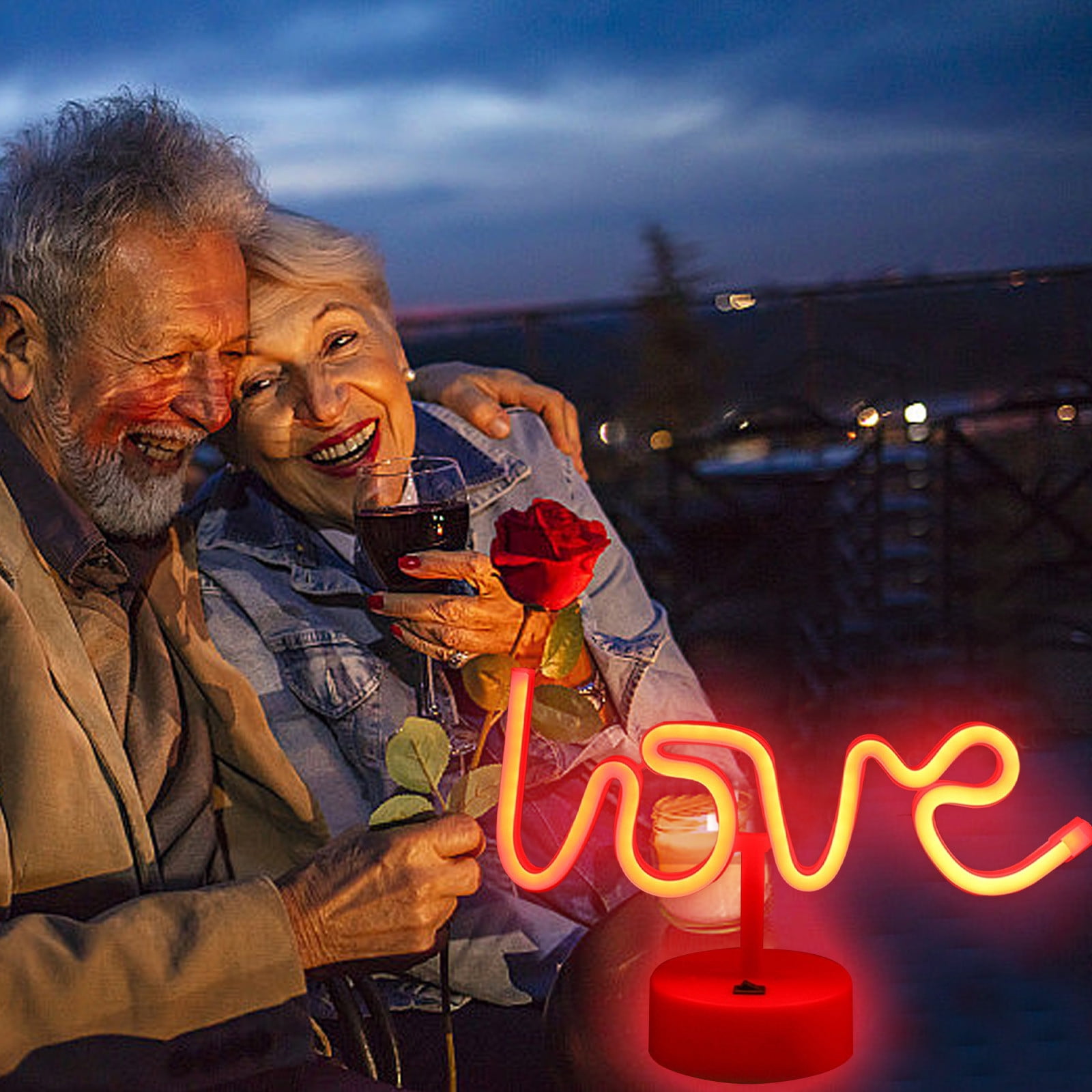 ShaoXinWan LED Valentine’s Day Shape Light Decoration, USB Round Base ...
