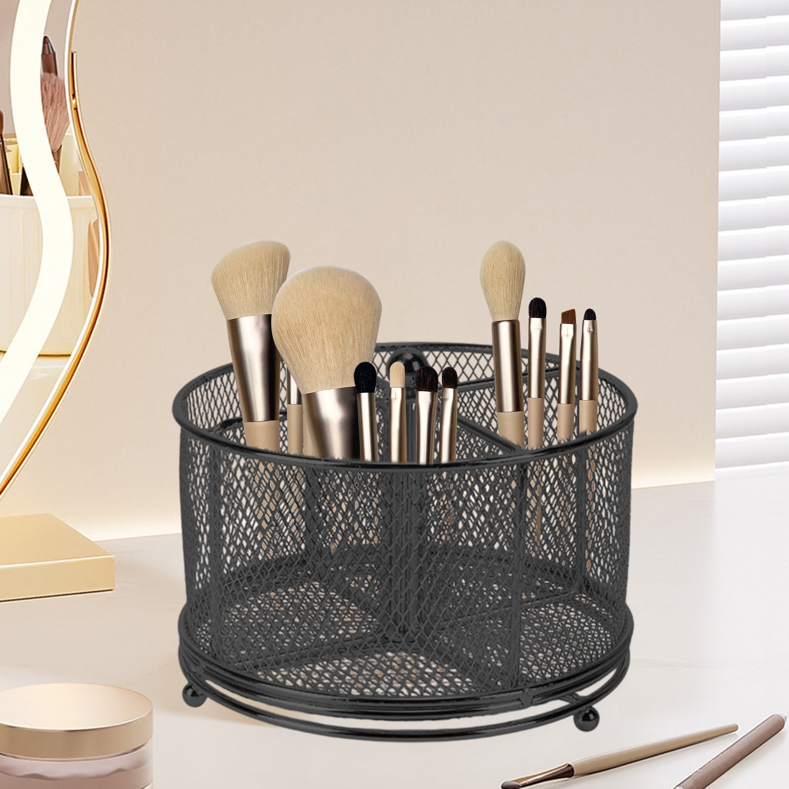 ShaoXinWan Metal Rotating Cutlery Rack - 4 Compartments Cutlery ...