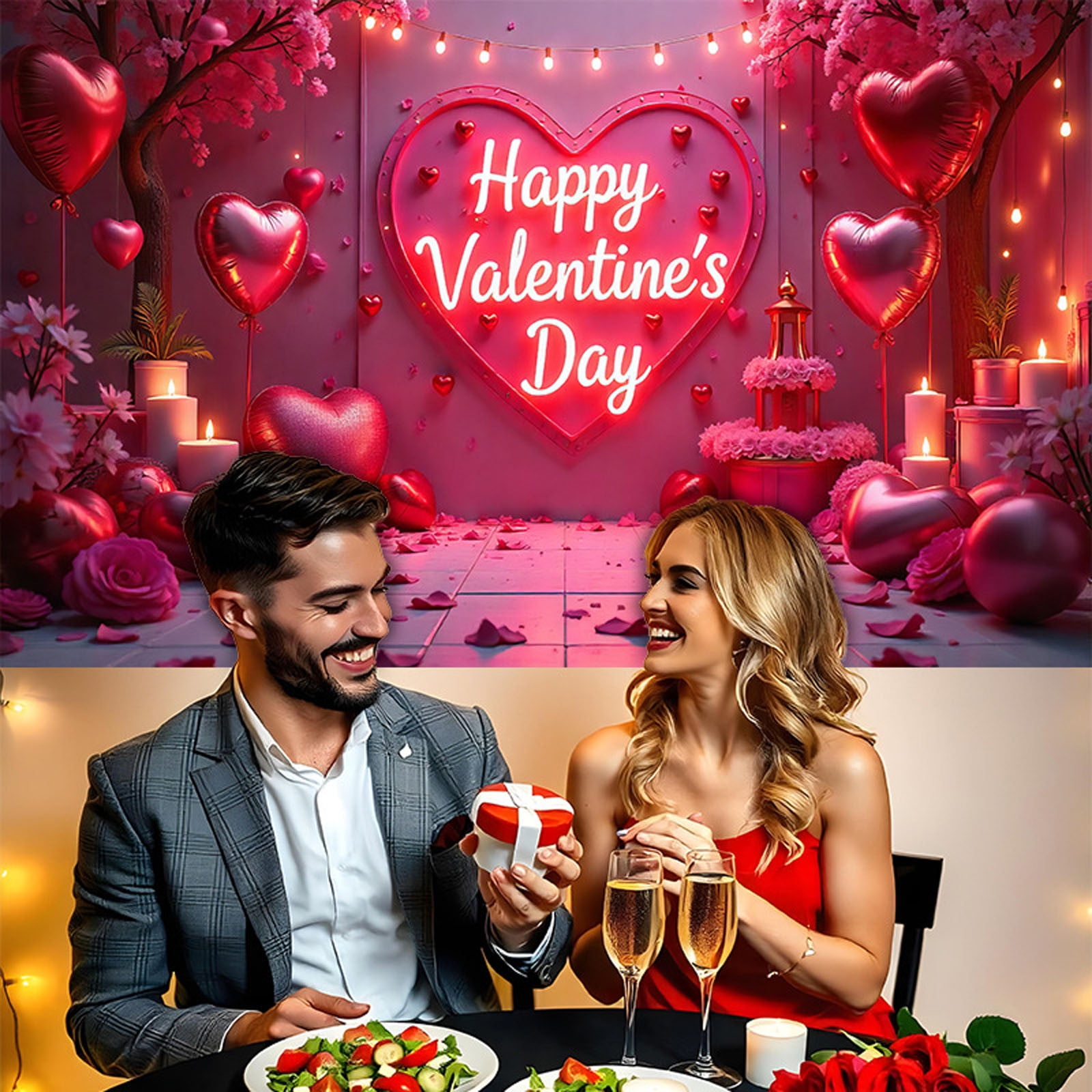 ShaoXinWan Valentine's Day Background Cloth, Couple’s Day Decoration ...