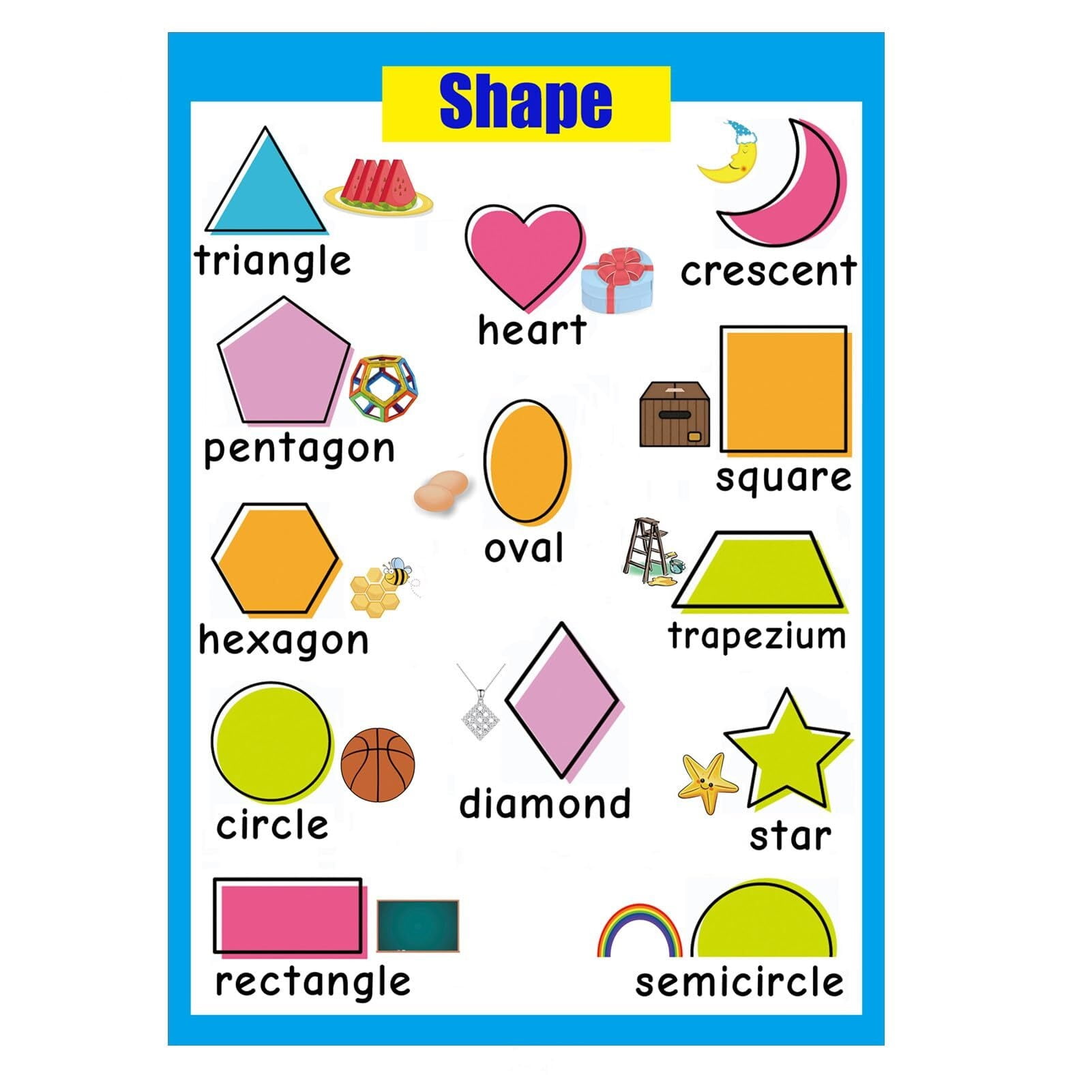 Shape Educational Poster with Illustrations, 13 Different Shape Chart ...