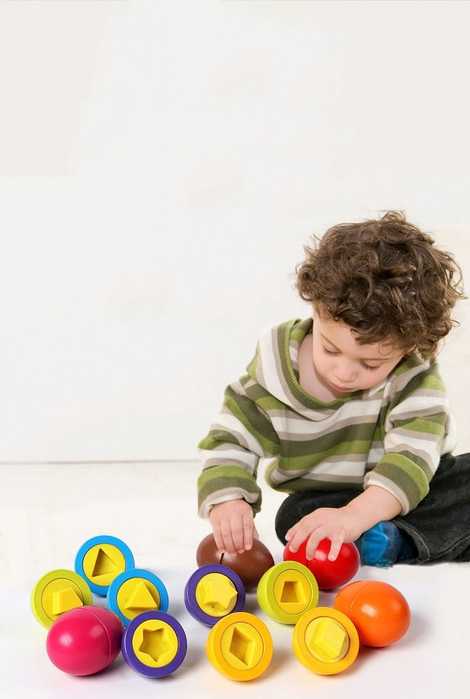 Shape Matching Eggs, Educational Geometric Sorting Toy for Kids, Wood ...