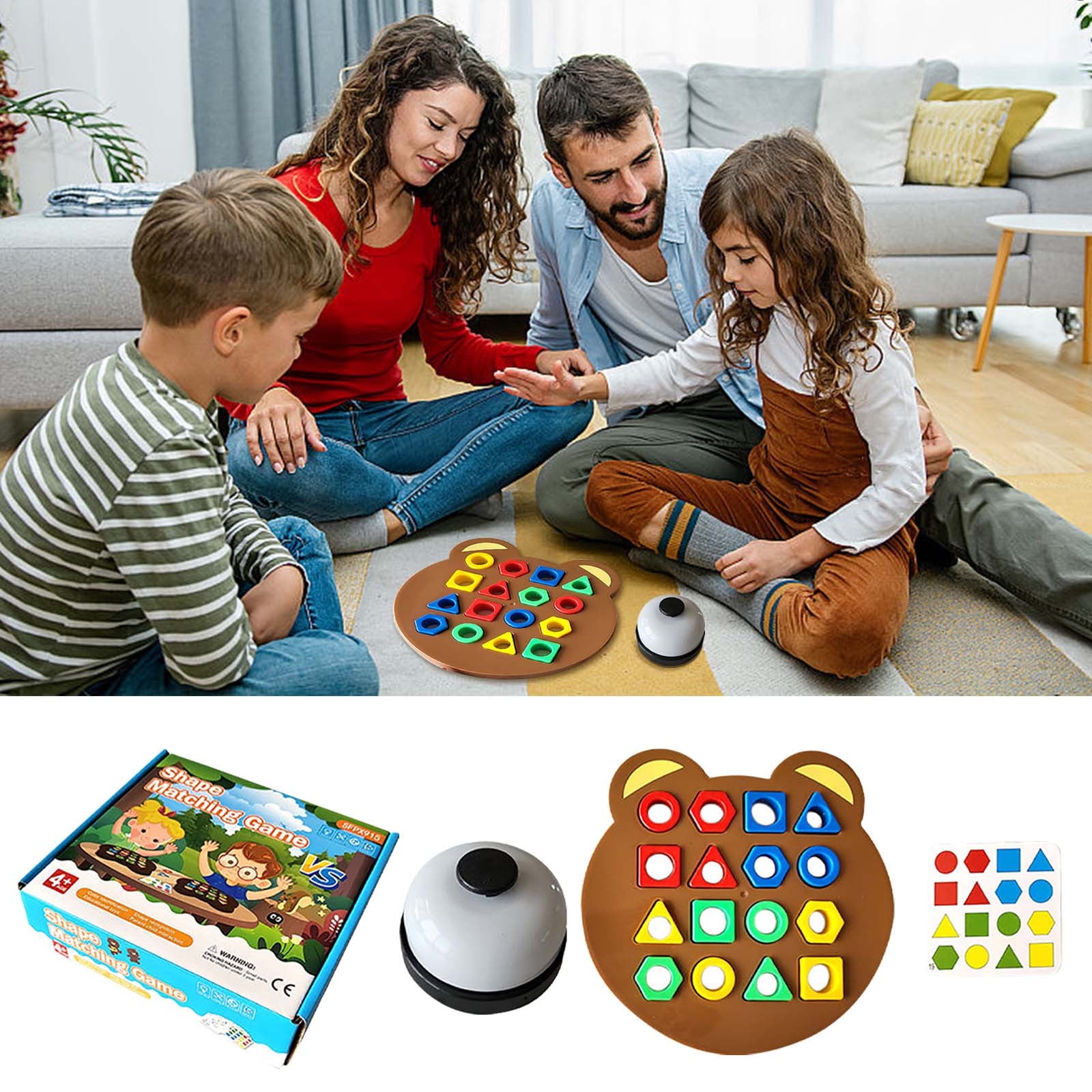 "Shape Matching Game for Kids - 32 Geometric Blocks & 30 Problem Cards ...