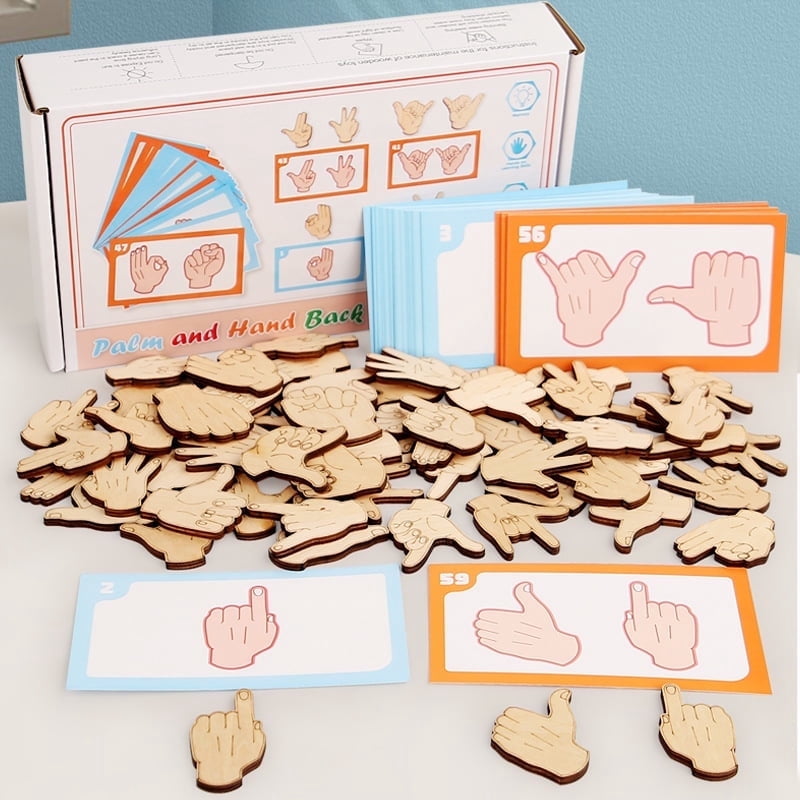 Shape Matching Game Montessori Wooden Hand Gesture Puzzles Shape Quick ...