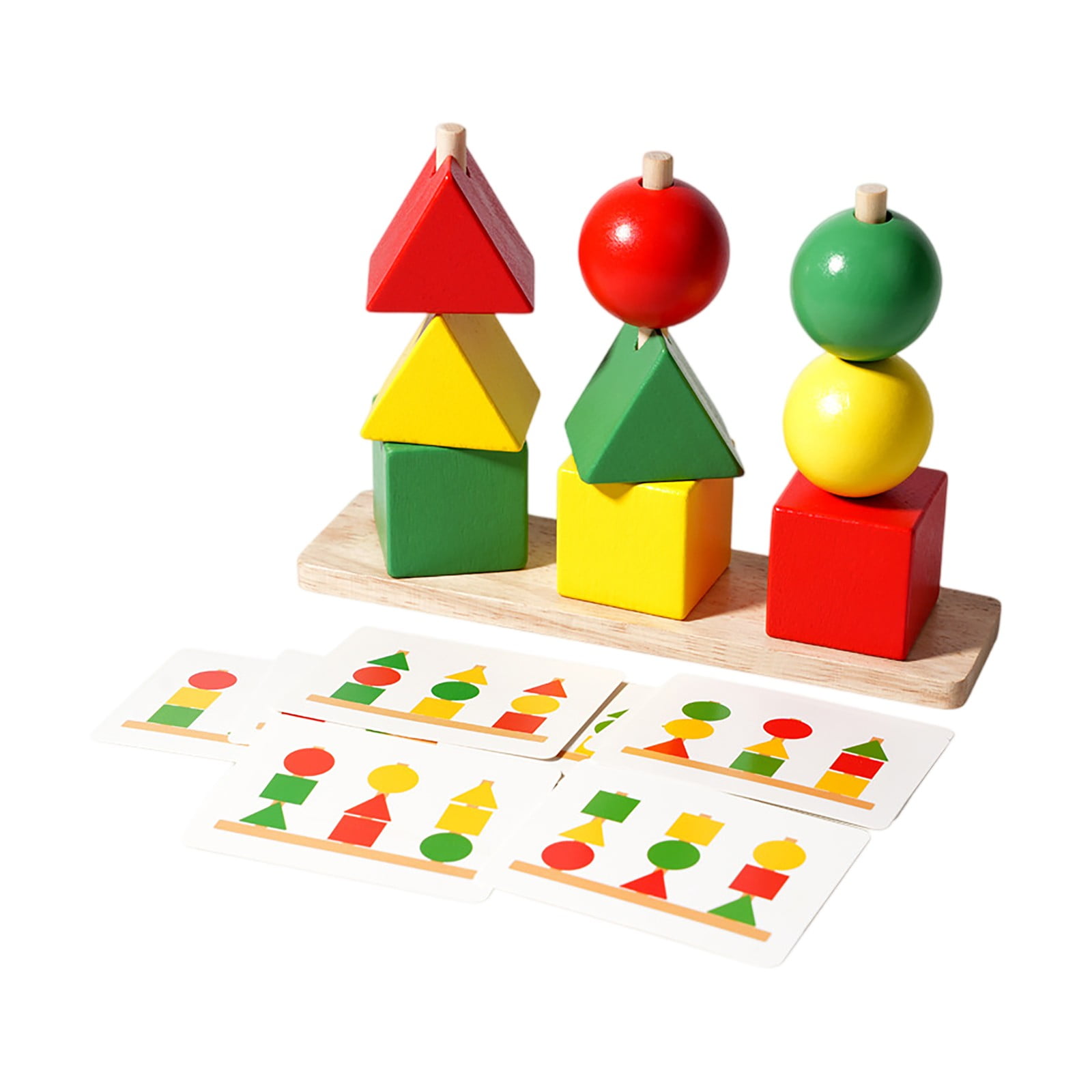 Shape Matching Puzzle Toy for Kids, Wooden Geometric Column Set with ...