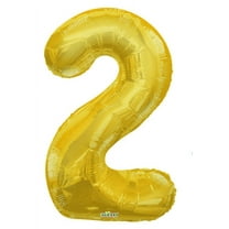Gold 2 Shaped Number 34" Mylar Balloon, Party, Party Decor, 1 Piece ...