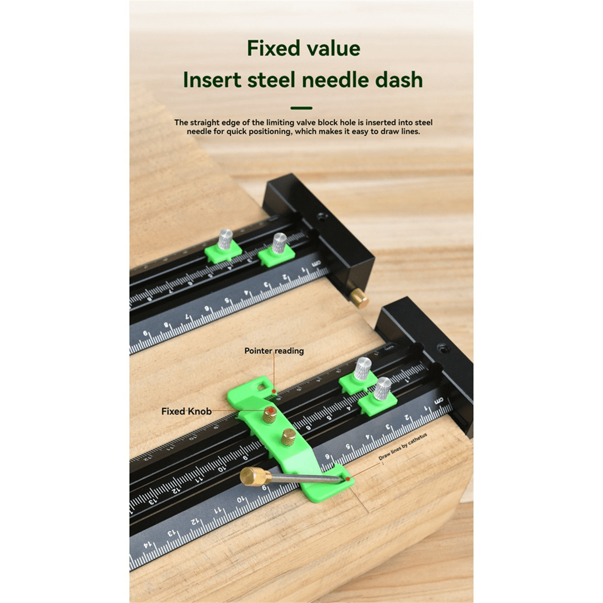 -Shaped Double Line Marking Ruler+Steel Needle/Parallel/Vertical ...