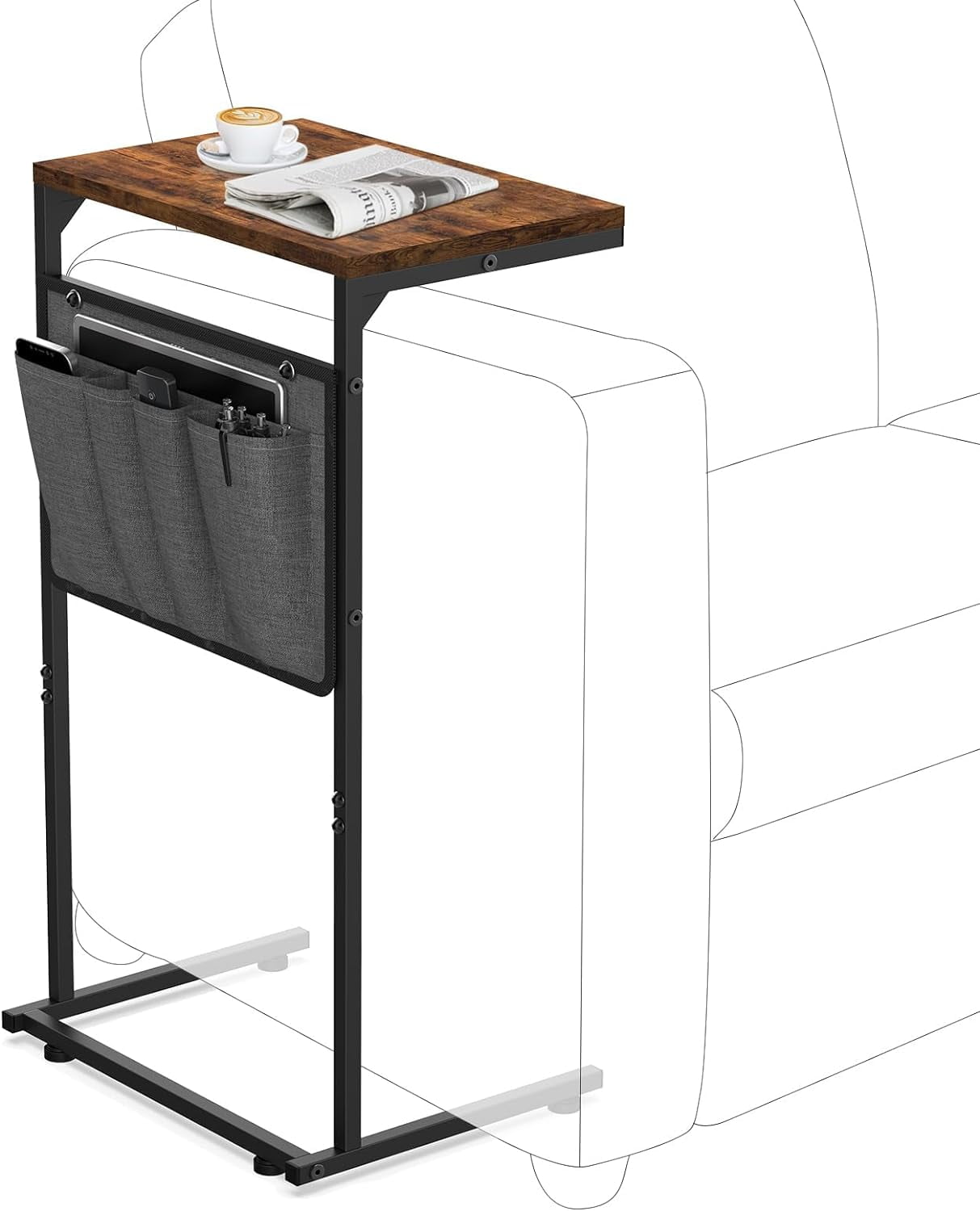Shaped End Table, Small Side Table for Couch and Recliner, Slide Under ...