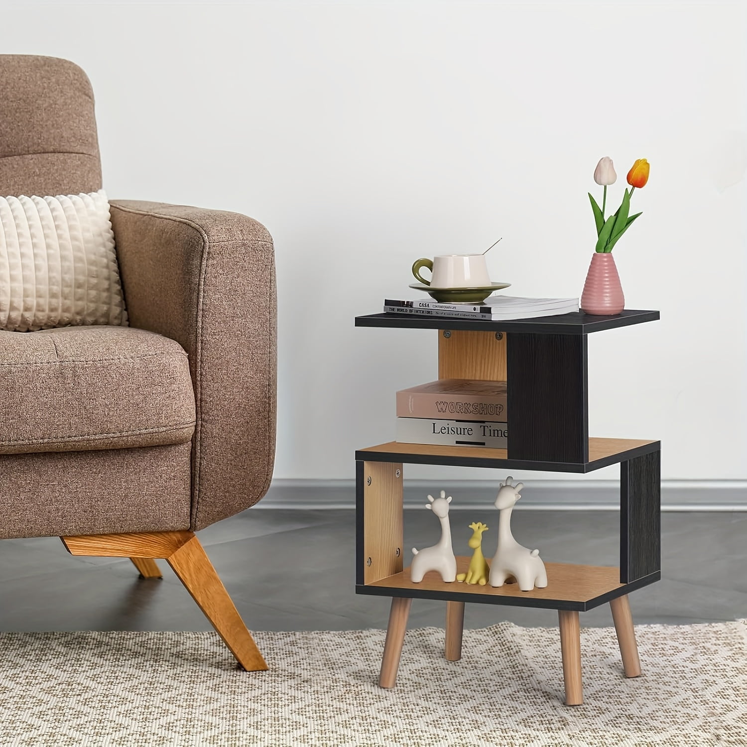 Shaped Side Tables, 3-Tier End Tables for Sofa, Small Side Tables for ...