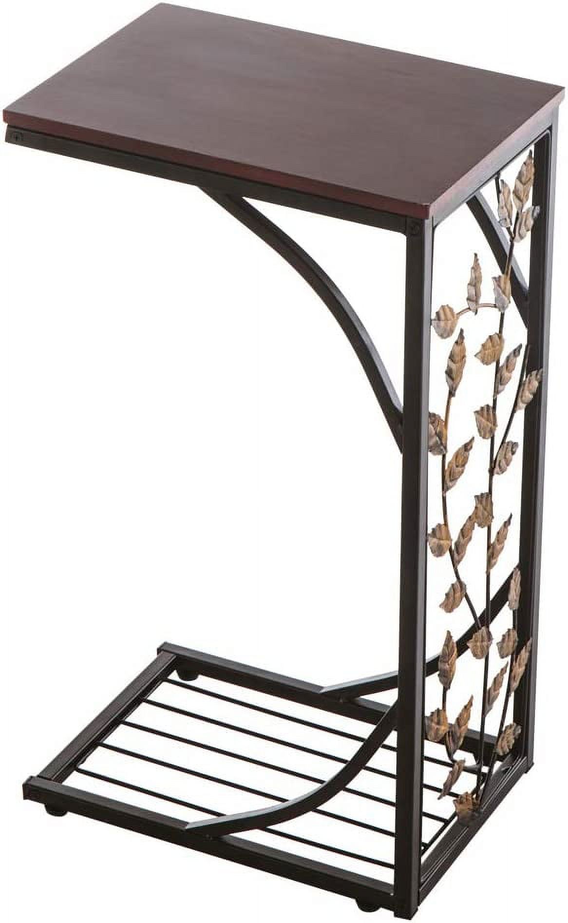 Shaped Sofa Side Table Slim End Table Snack Table with Elegant Leaf ...