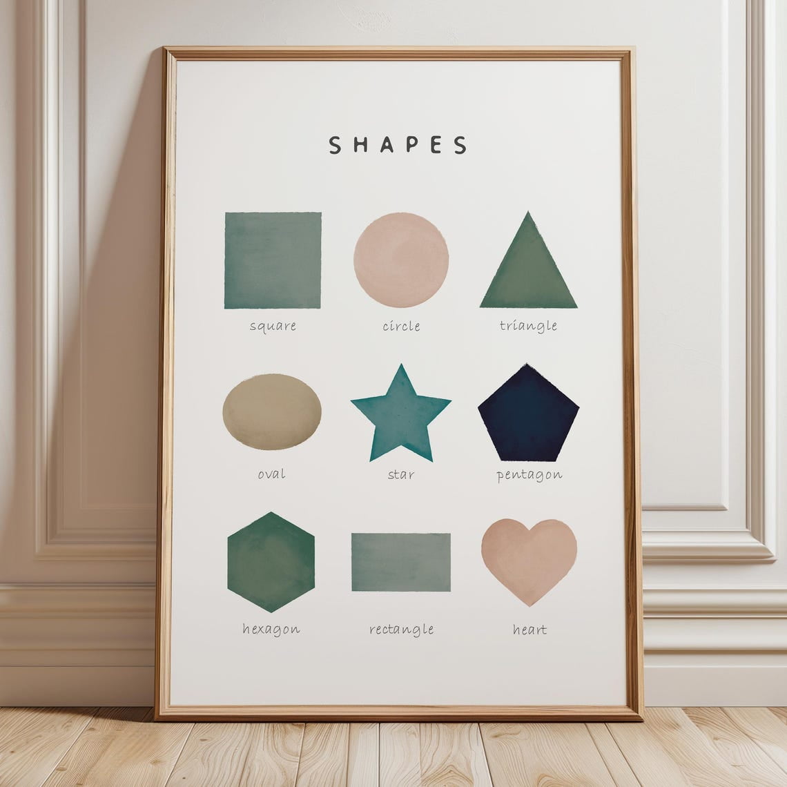 Shapes Educational Poster, Nursery Wall Decor, Aesthetic Playroom Print ...