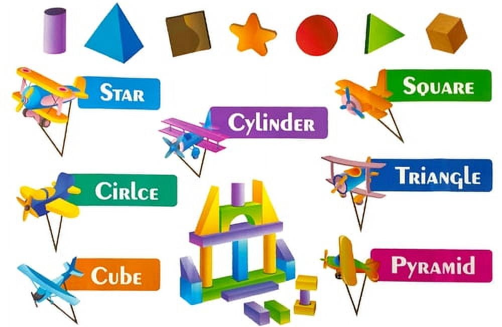 Shapes Learning Education Style Easy Peel and Stick DIY Wall Decal ...