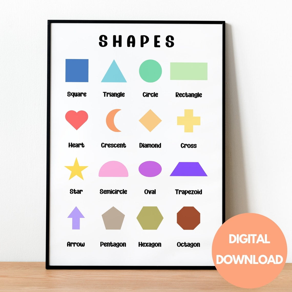 Shapes Poster, Educational Wall Art, Classroom Poster, Educational ...