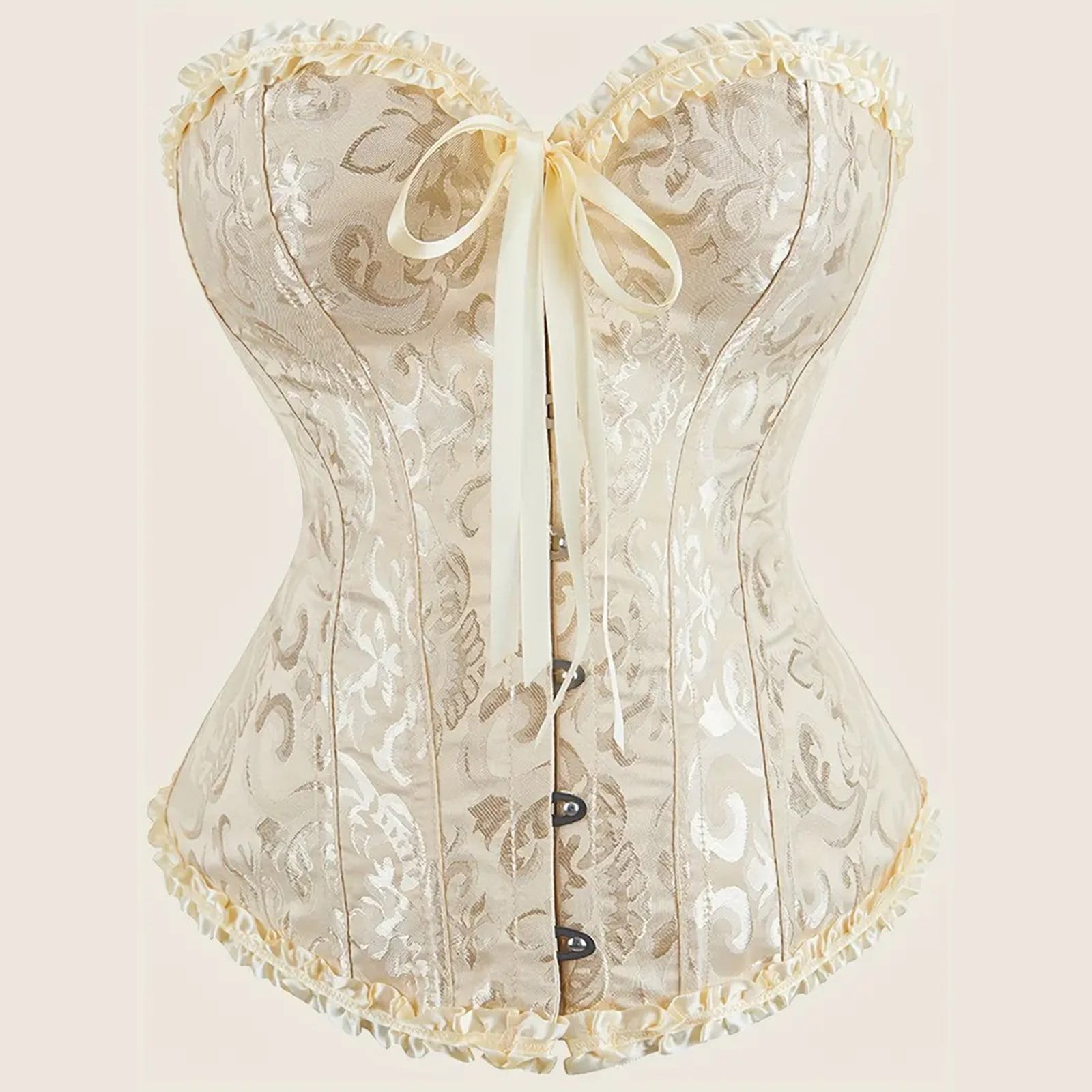 Women Lace Off Shoulder Corset Bustier Boned Overbust Corset Bodyshaper ...