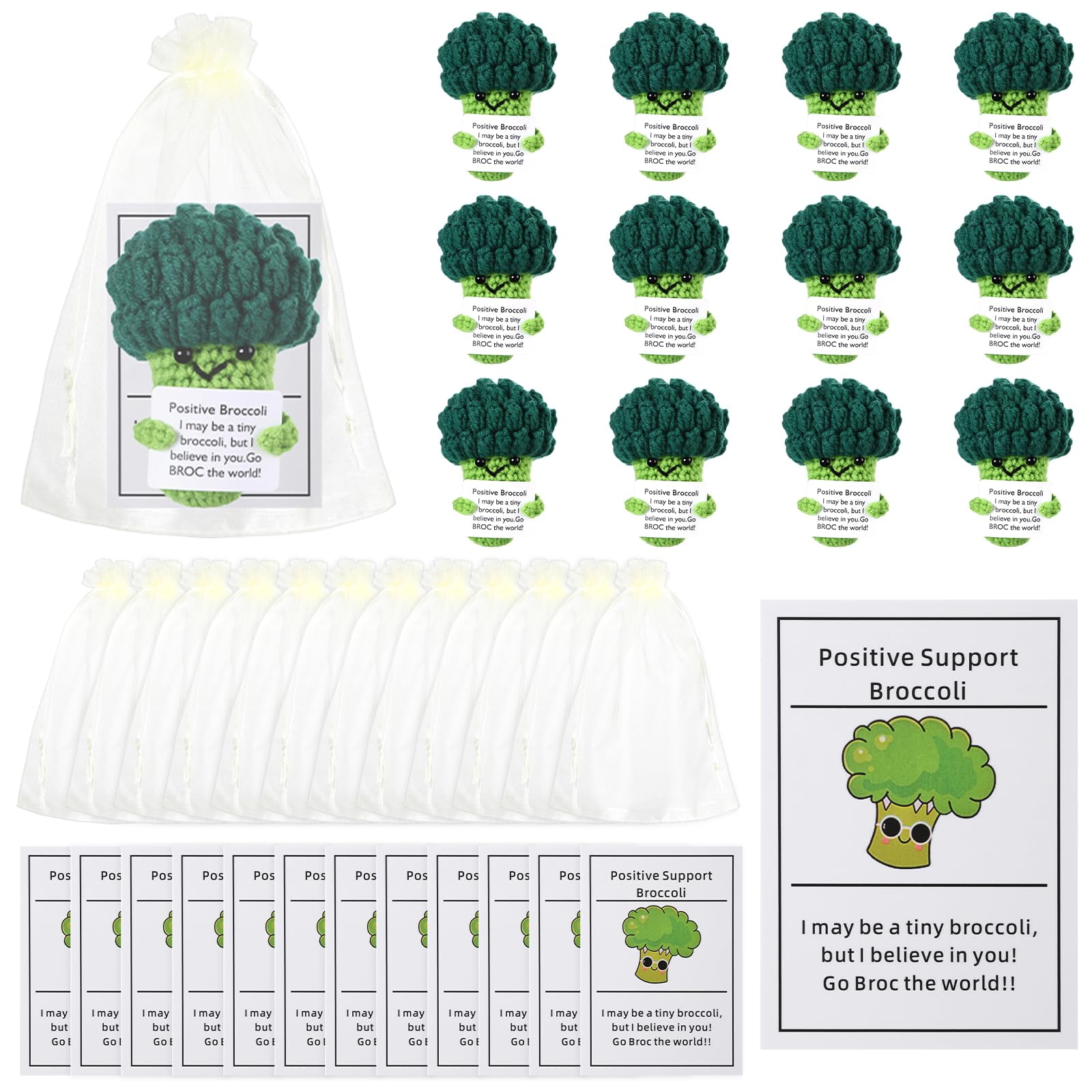 Shappy 12 Set Funny Broccoli Emotional Support Crochet Doll Cute ...