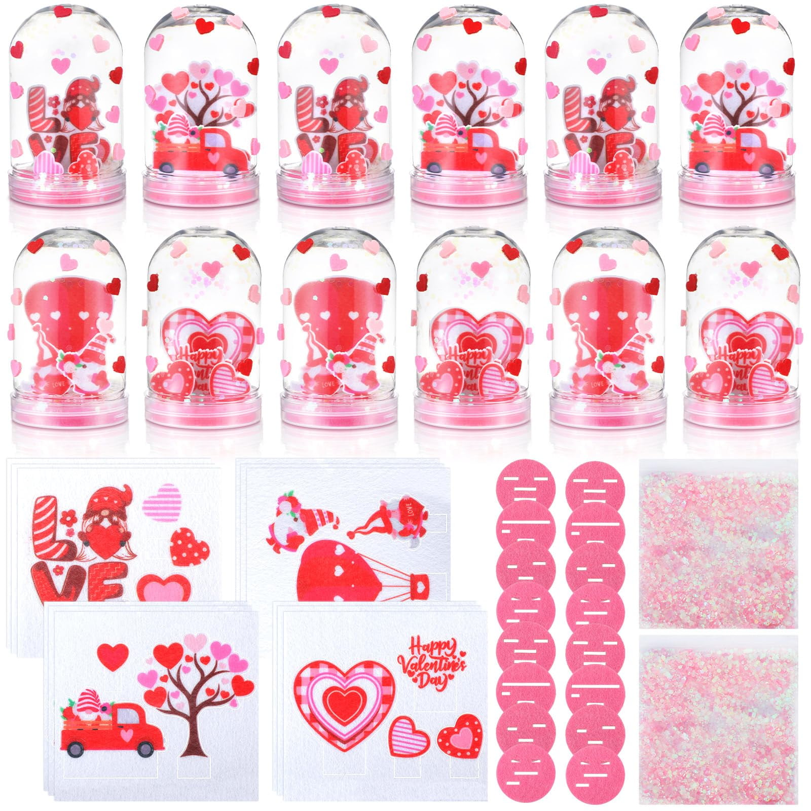 Shappy 12 Set Valentine's Day Snow Globe Craft Kit DIY Make Your Own ...