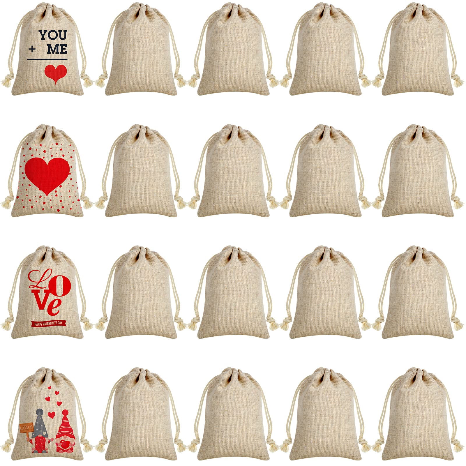 Shappy 20 Pieces Valentine's Day Burlap Bags with Drawstring ...