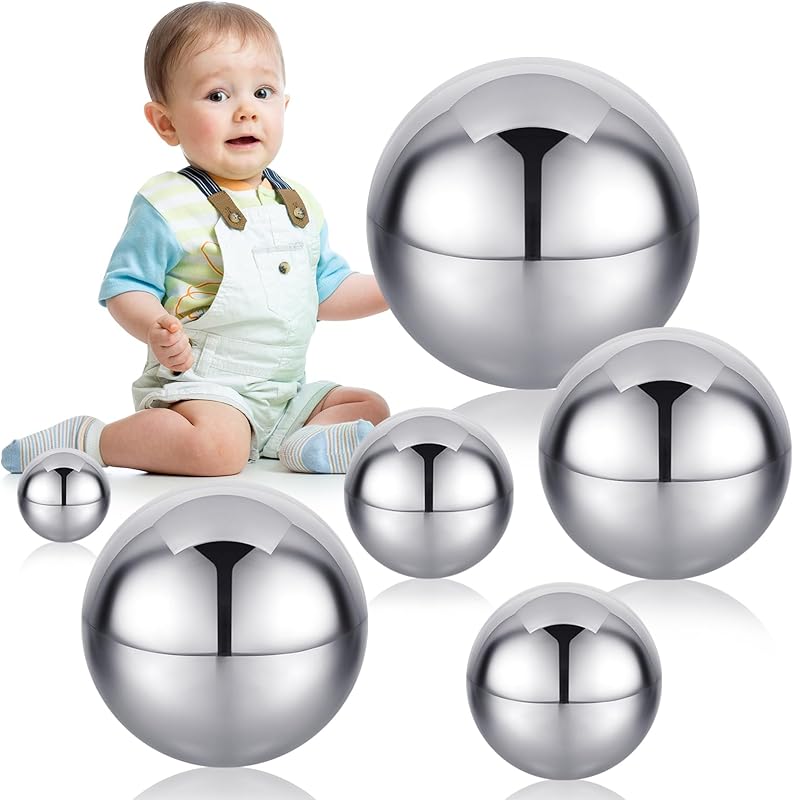 Shappy 4 Pcs Sensory Reflective Balls Stainless Steel Gazing Mirror ...