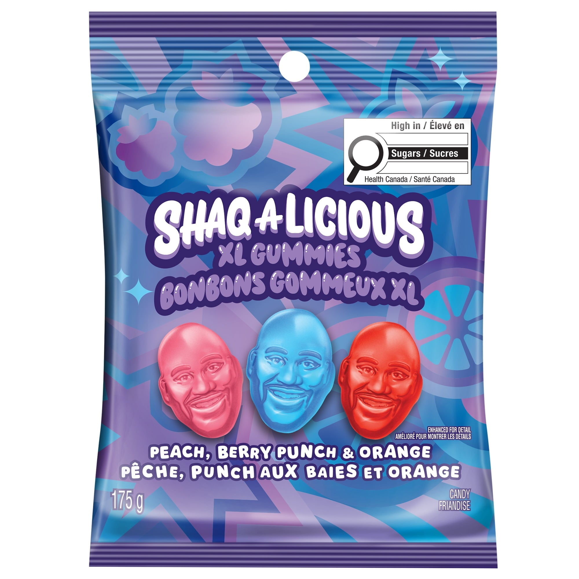 Shaq A Licious XL Gummies Candy, Peach, Berry Punch & Orange Flavors ...