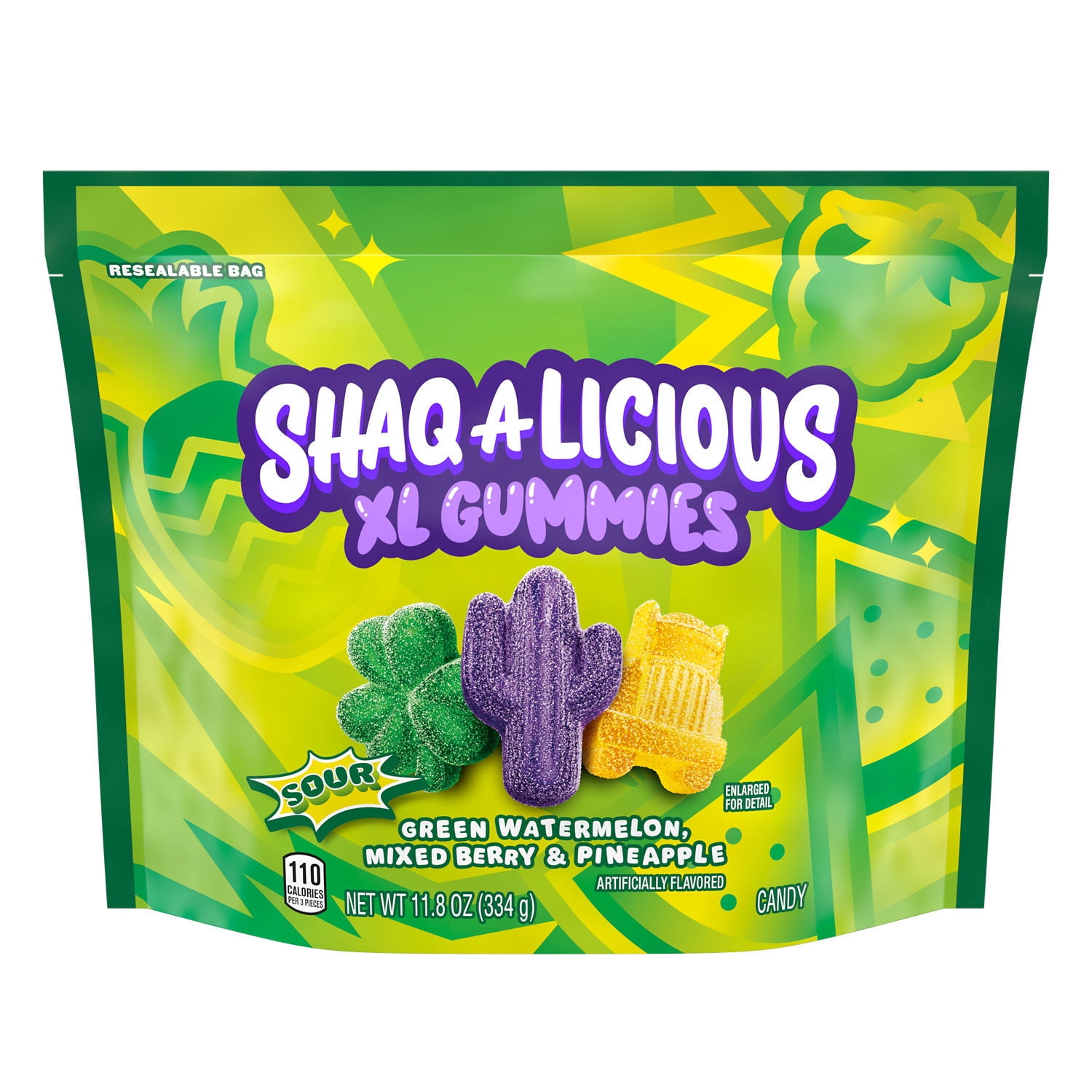 Shaq-A-Licious Xl Gummies Sour Chewy Candy, Bag 11.8 oz (Pack of 6 ...