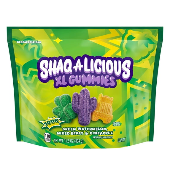 Shaq Shaq-A-Licious XL Gummies Sour Fruit Chewy Candy Assorted Flavors ...