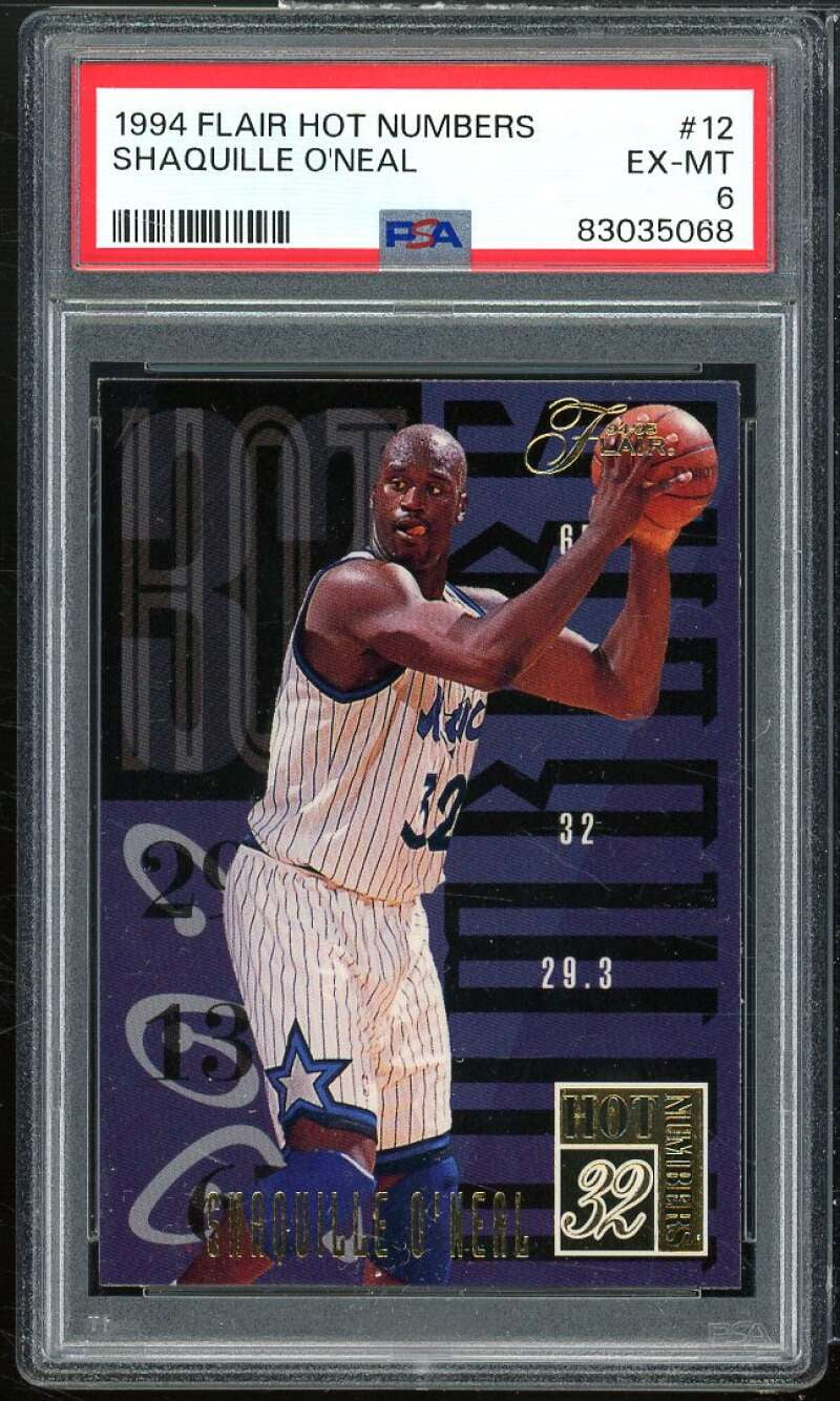 Shaquille O'Neal Card 1994-95 Flair Hot Numbers #12 PSA 6 - Walmart.com