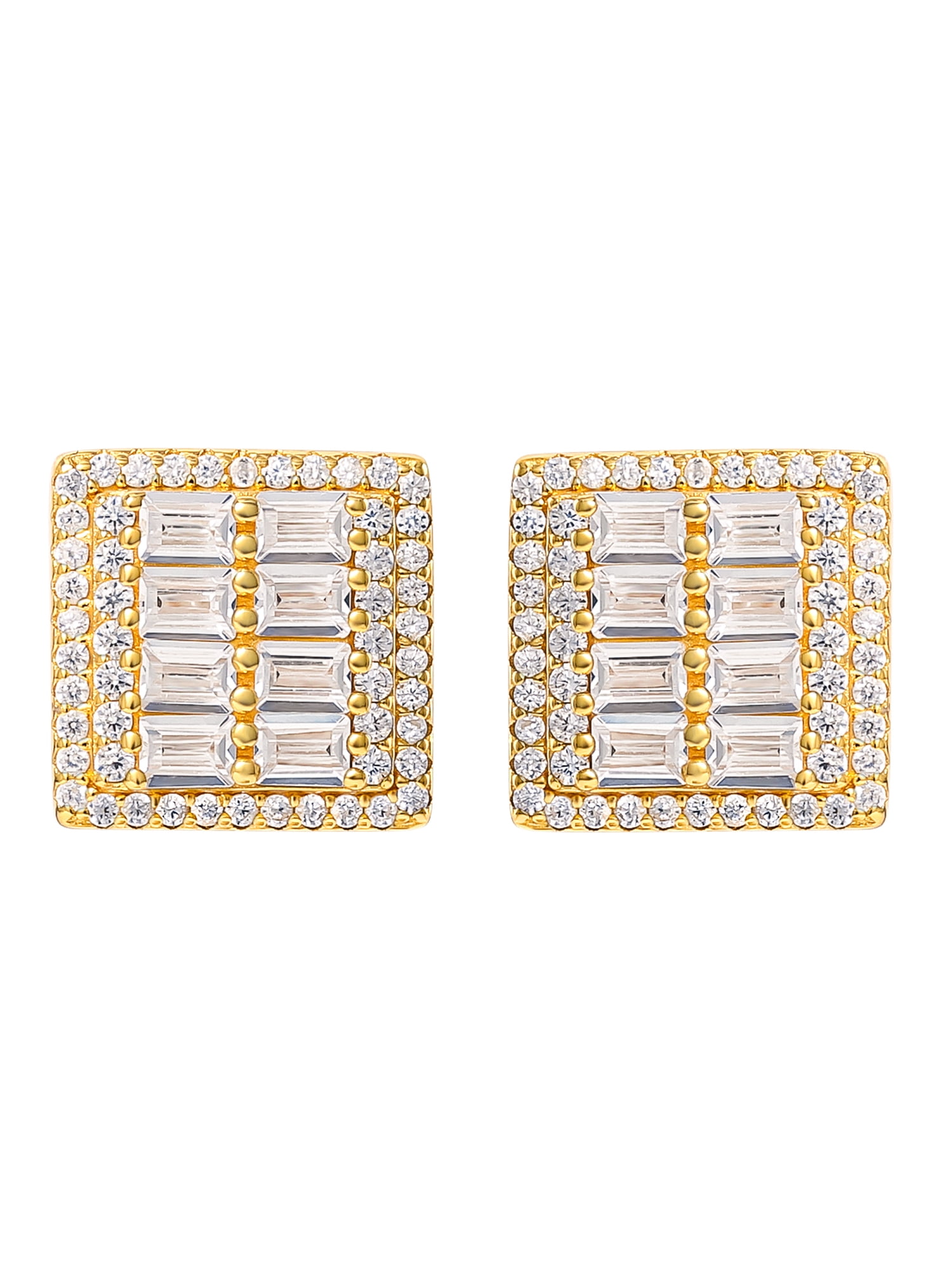 Shaquille O'Neal Men's Gold Plated Sterling Silver CZ Stud Earrings ...