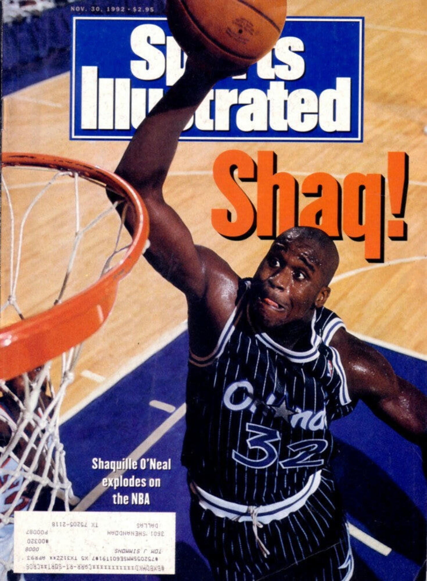 Shaquille O'Neal Orlando Magic 1992 Sports Illustrated magazine ...