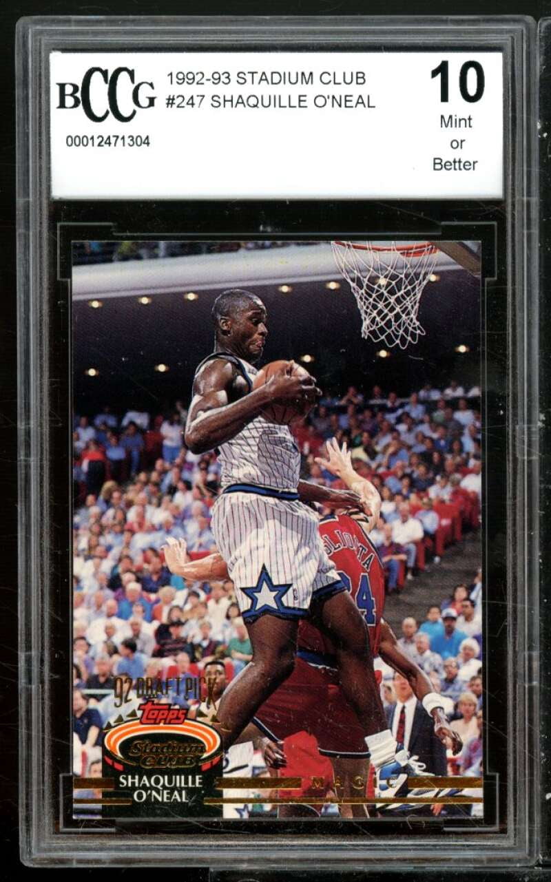 Shaquille O'Neal Rookie Card 1992-93 Stadium Club #247 BGS BCCG 10 ...