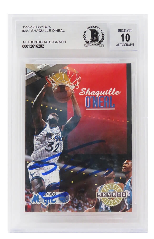 Shaquille O'Neal Signed Orlando Magic 1992-93 Skybox Rookie Card #382 ...