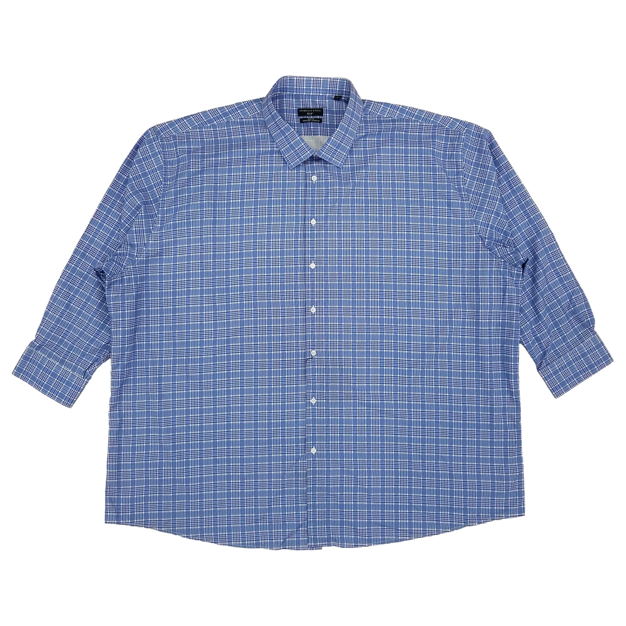 Shaquille O'Neal XLG Mens Big Fit Blue Plaid Dress Shirt 4XL 20 36/37 ...
