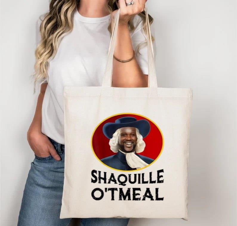 Shaquille Oatmeal Funny Meme Shaq Basketball Cereal Parody Tote Bag, a ...