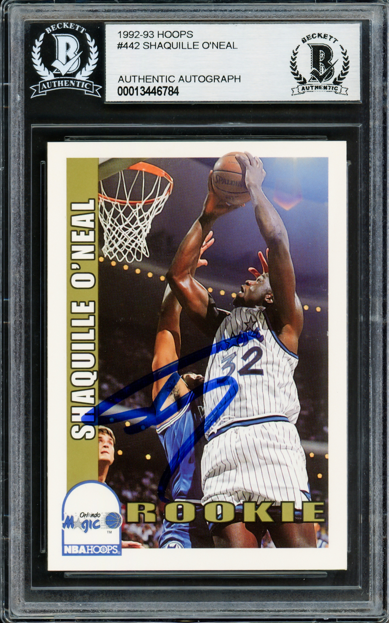 Shaquille Shaq O'Neal Autographed 1992-93 Hoops Rookie Card #442 ...