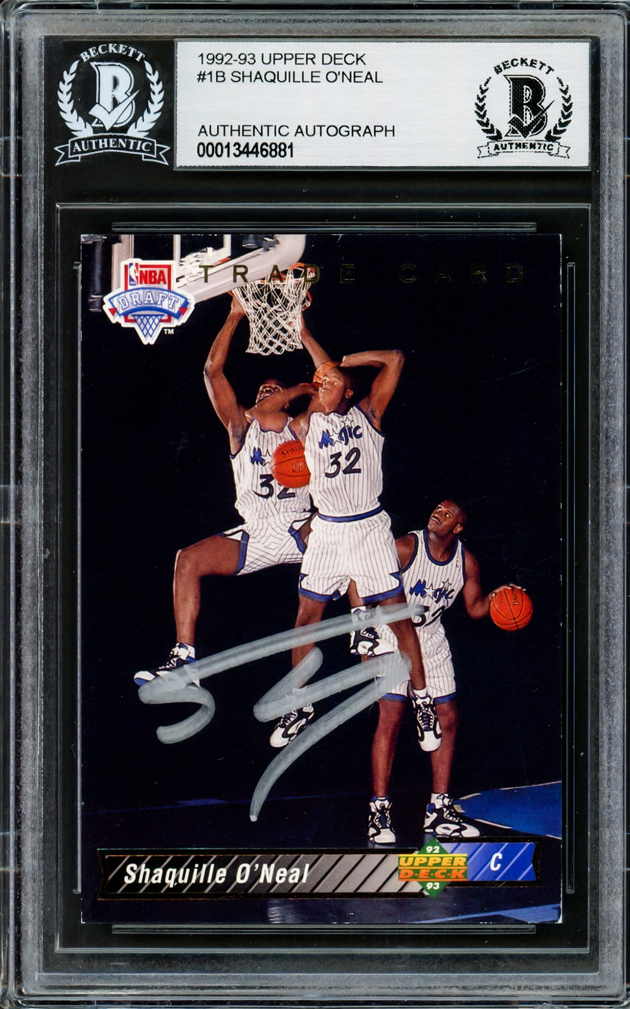 Shaquille Shaq O'Neal Autographed 1992-93 Upper Deck Card #1B Orlando ...