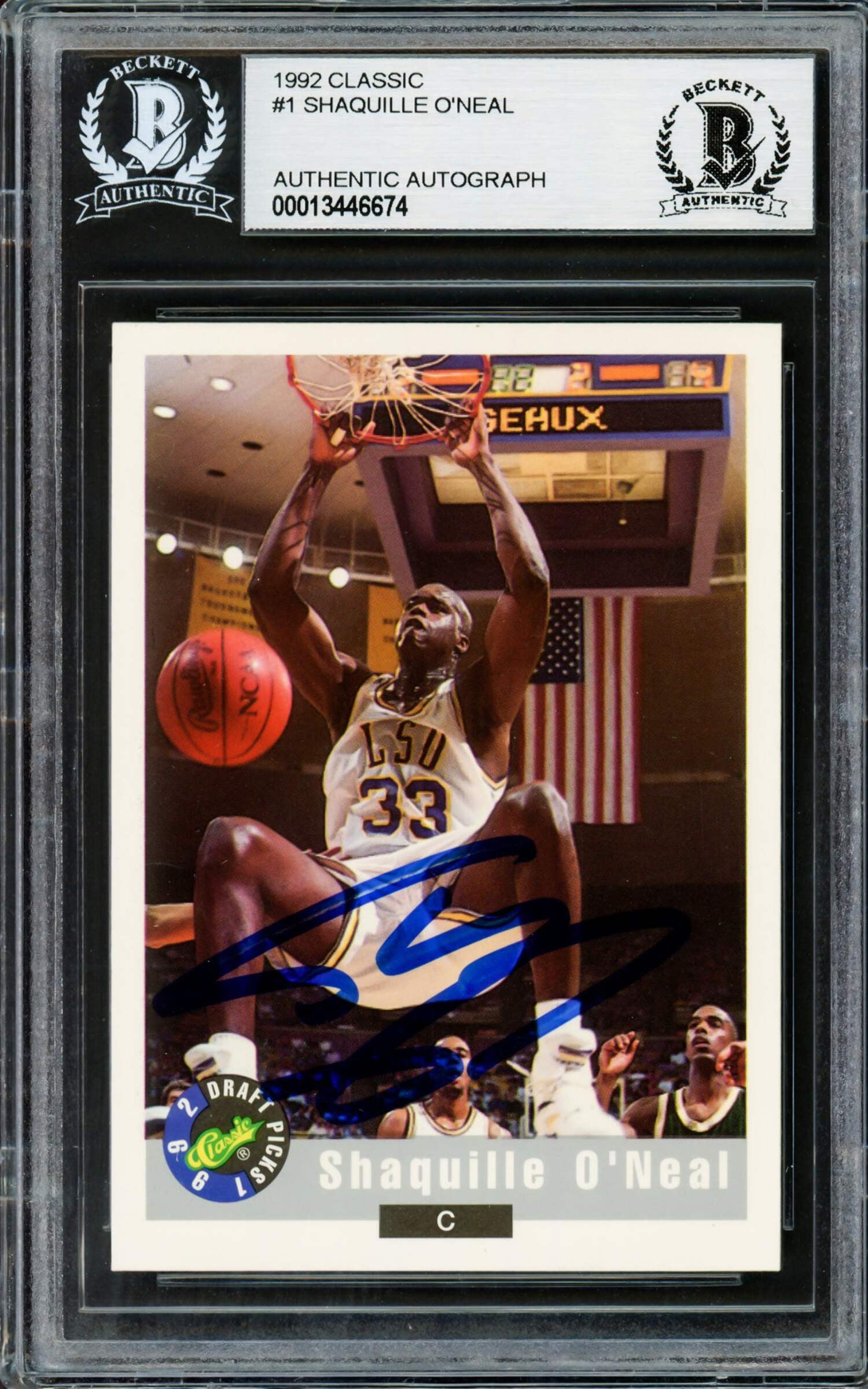 Shaquille Shaq O'Neal Autographed 1992 Classic Rookie Card #1 LSU ...