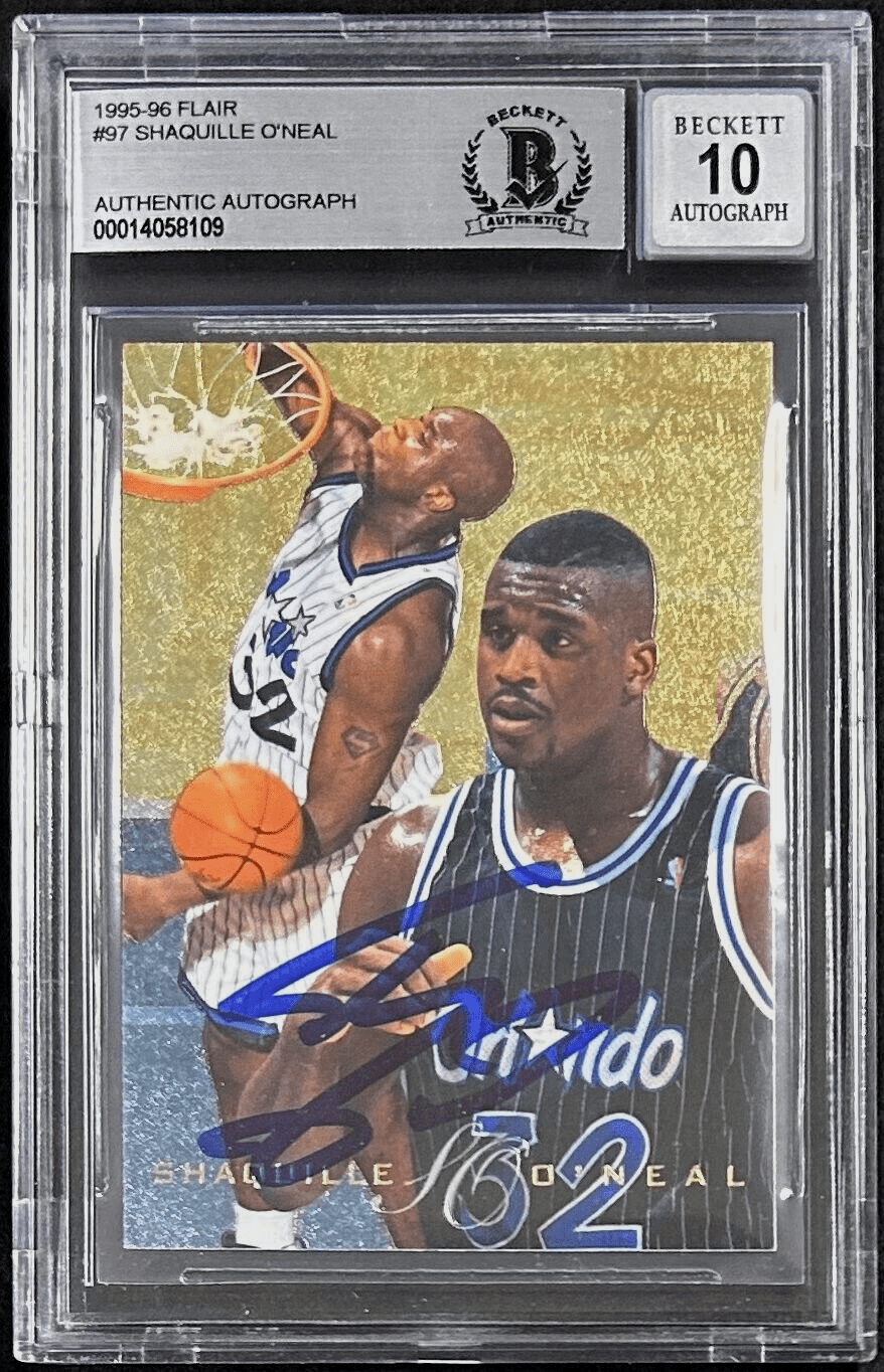 Shaquille Shaq O'Neal Signed 1995-96 Fleer Flair Rookie Card 97 Beckett ...