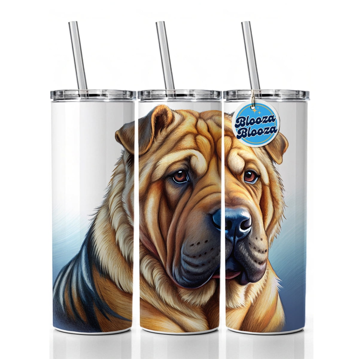 Shar Pei Dog Illustration 20oz Insulated Water Bottle Skinny Tumbler ...