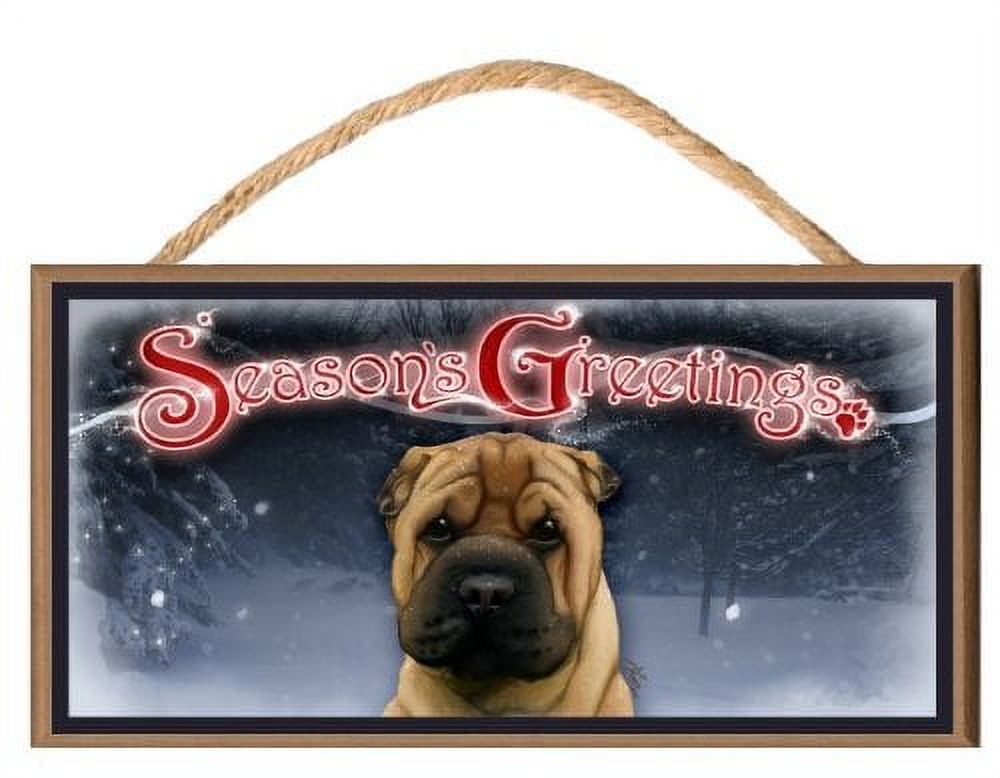 Shar Pei Dog "Season's Greetings" Dog Sign / Plaque featuring the art ...
