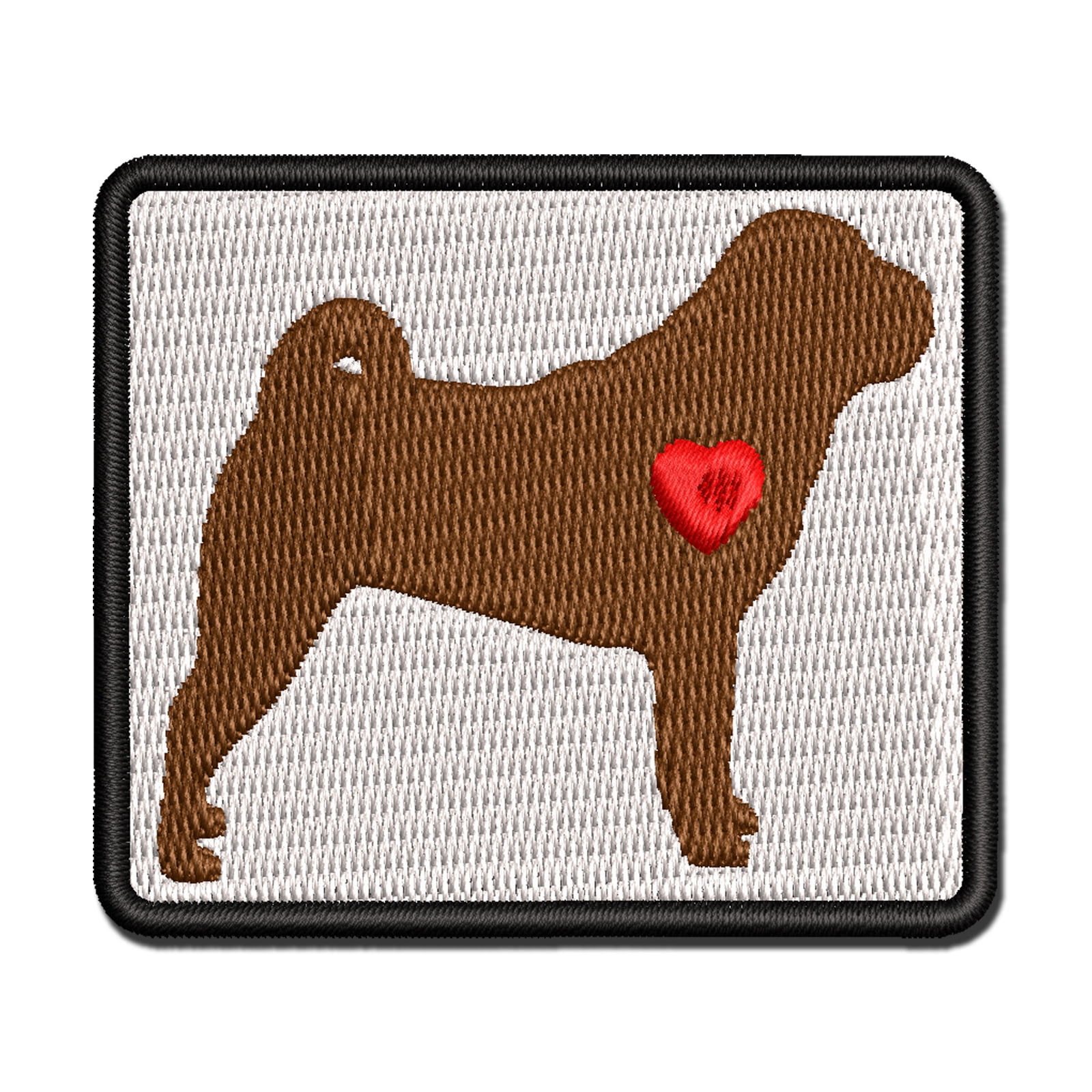 Shar-Pei Dog with Heart Applique Multi-Color Embroidered Hook & Loop ...