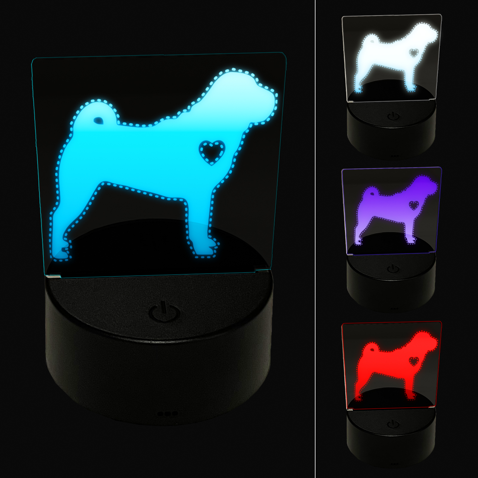 Shar-Pei Dog with Heart LED Night Light Sign 3D Illusion Desk ...