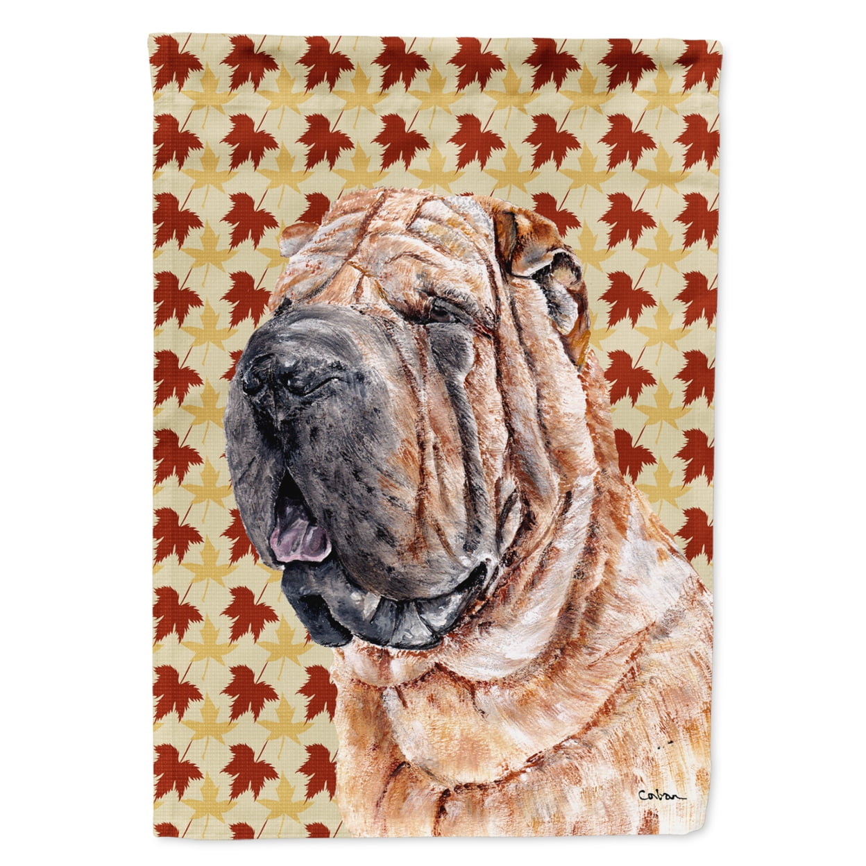 Shar Pei Fall Leaves House Flag - Walmart.com