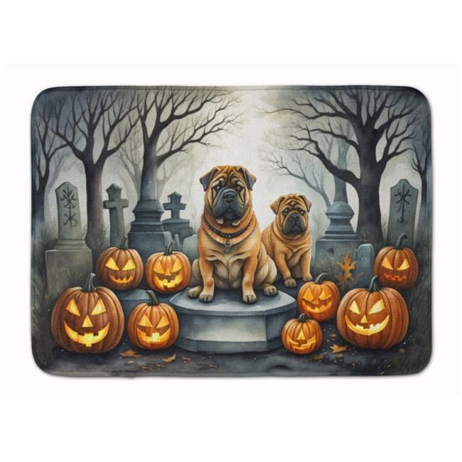Shar Pei Spooky Halloween Memory Foam Kitchen Mat 27 in x 19 in ...