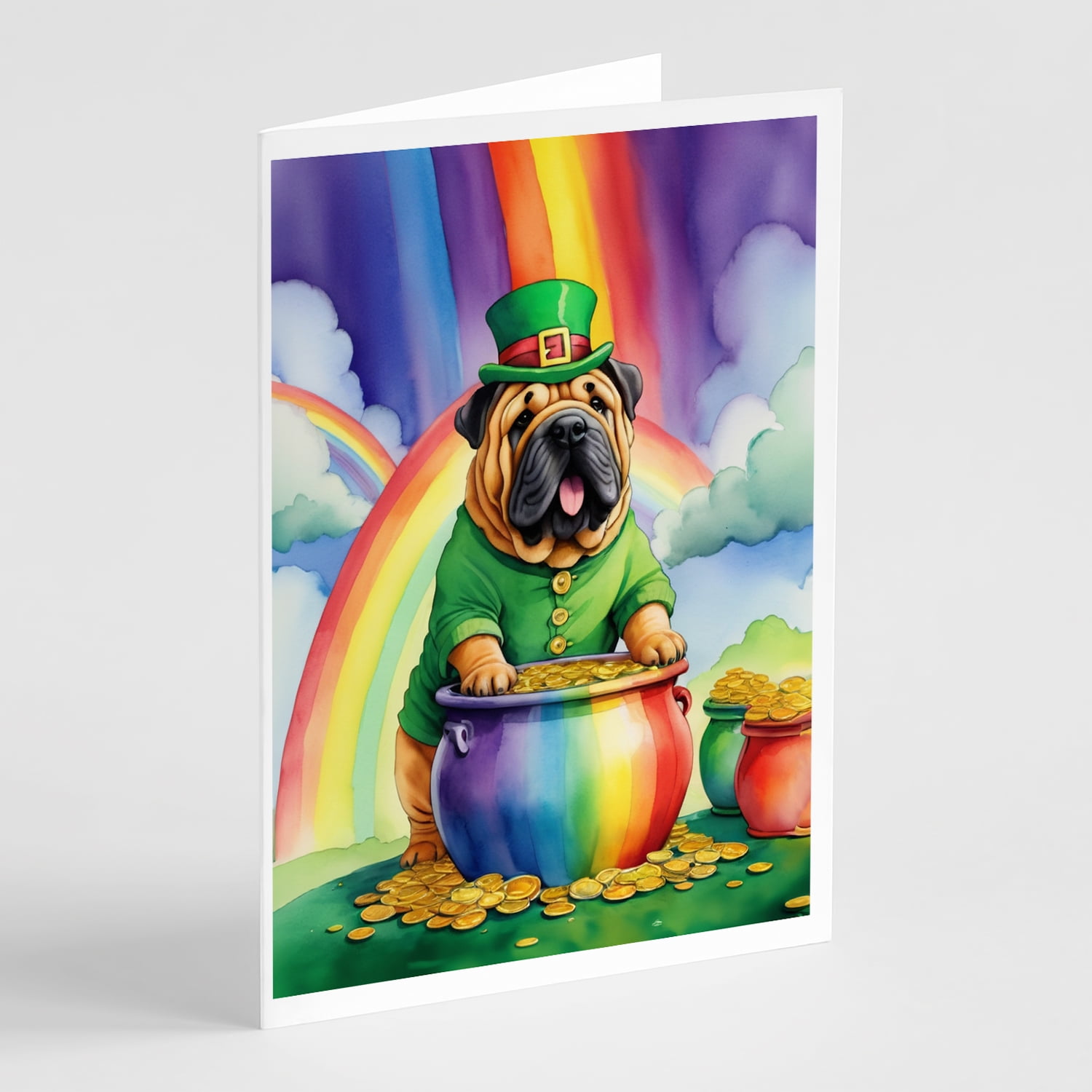 Shar Pei St Patrick's Day Greeting Cards Pack of 8 7 in x 5 in ...