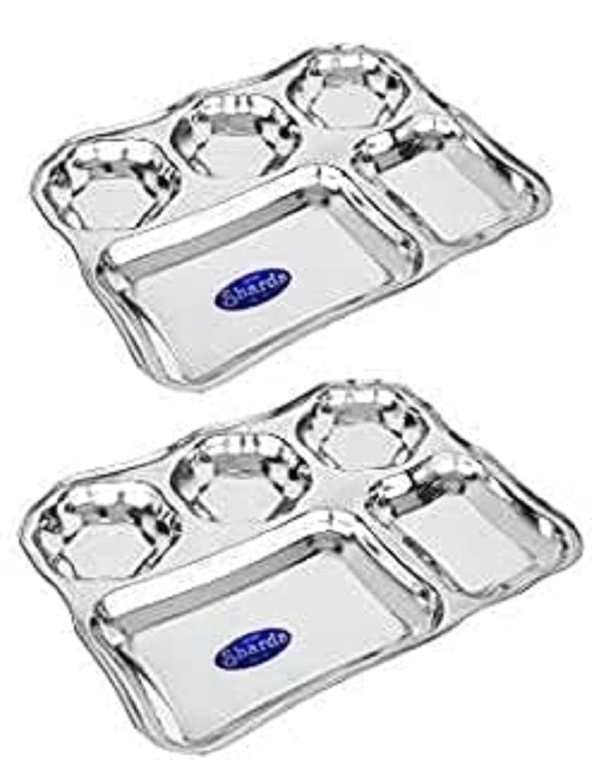Sharda Metals Stainless Steel 5 in 1 Bhojan Thali Deep Partition ...